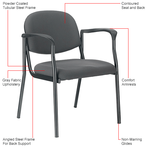 Interion® Fabric Guest Chair With Arms, Gray