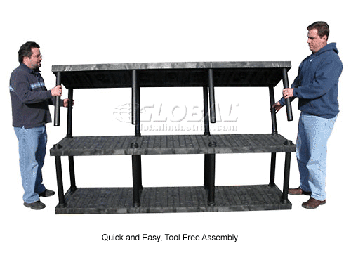 Structural Plastic Vented Shelving, 48"W x 24"D x 51"H, Black