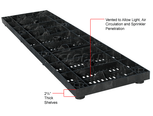 Structural Plastic Vented Shelving, 48"W x 24"D x 51"H, Black