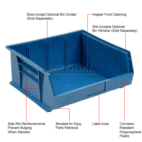 Global Industrial™ Plastic Stack & Hang Bin, 11"W x 10-7/8"D x 5"H ...
