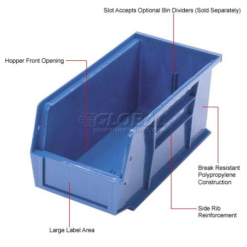 Global Industrial™ Wall Bin Rack Panel 36 x19 - 18 Blue 5-1/2x11x5 ...
