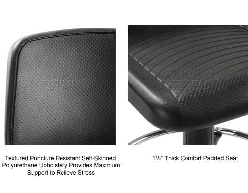 Interion® Task Stool with 360 Footrest- Polyurethane - Black