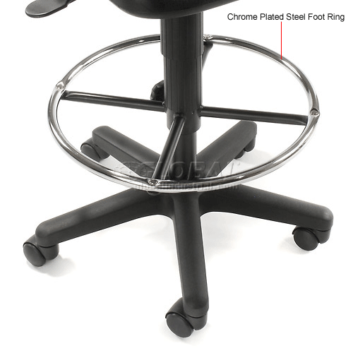 Interion® Task Stool with 360 Footrest- Polyurethane - Black