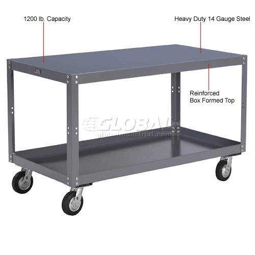 Global Industrial™ Portable Steel Table w/2 Shelves, 1200 lb. Capacity ...