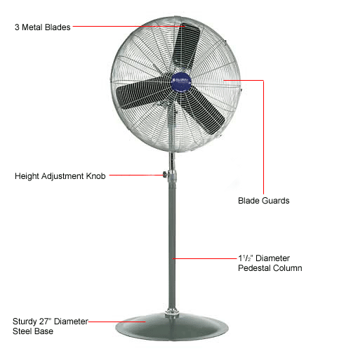 Global Industrial™ 30" Oscillating Pedestal Fan, 8,775 CFM, 1/3 HP, 1 Phase