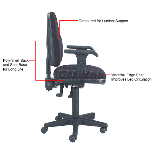 Interion® Task Chair With 19"H Back & Adjustable Arms, Fabric, Black
