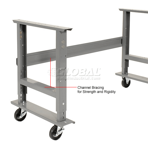 Global Industrial™ 60"W x 30"D Mobile Adjustable Height C-Channel Leg ...