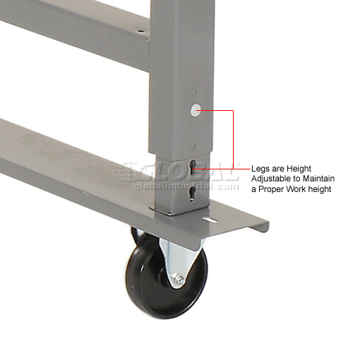 Global Industrial™ 96x30 Mobile Adj. Height C-Channel Leg Workbench ...