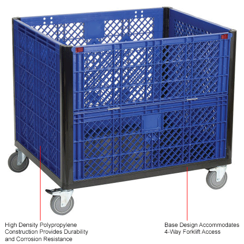 Global Industrial™ Collapsible Vented Wall Bulk Container, Drop Gate ...