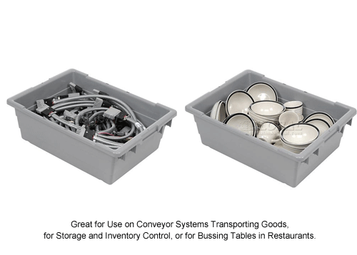 Quantum Cross Stack Nest Tub TUB2417-8 - 23-3/4 x 17-1/4 x 8 Gray - Pkg Qty 6