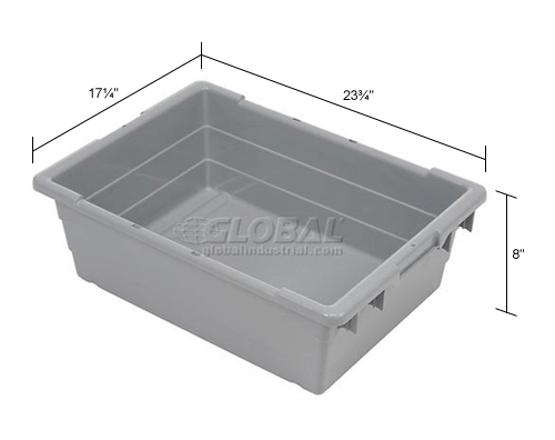 Quantum Cross Stack Nest Tub TUB2417-8 - 23-3/4 x 17-1/4 x 8 Gray - Pkg Qty 6