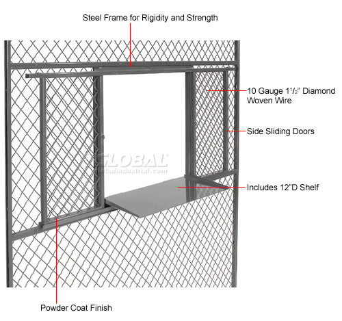 Global Industrial™ Wire Mesh Service Window for 8' Security Room