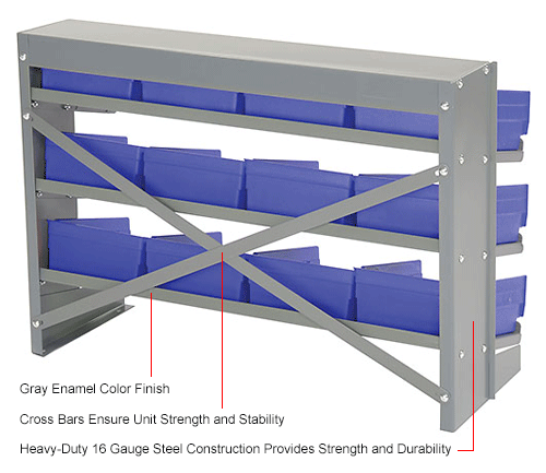 Global Industrial™ 3 Shelf Bench Pick Rack - 12 Blue Shelf Bins 8 Inch ...