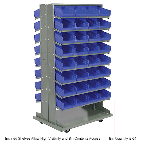 Global Industrial™ 16 Shelf Double-Sided Mobile Pick Rack - 64 Blue ...