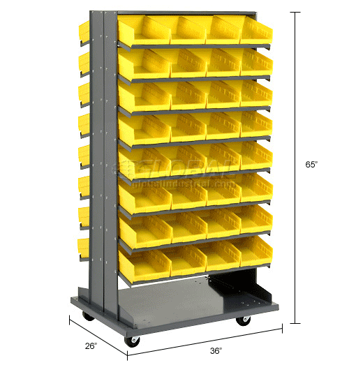 Global Industrial™ 16 Shelf Double-Sided Mobile Pick Rack - 64 Yellow ...