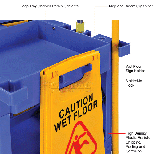 Global Industrial™ Janitor Cart Blue with 25 Gallon Vinyl Bag