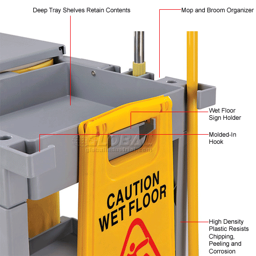 Global Industrial™ Janitor Cart Gray with 25 Gallon Vinyl Bag