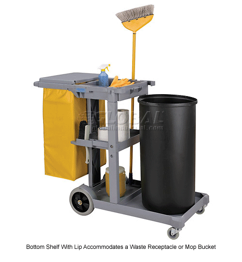 Global Industrial™ Janitor Cart Gray with 25 Gallon Vinyl Bag