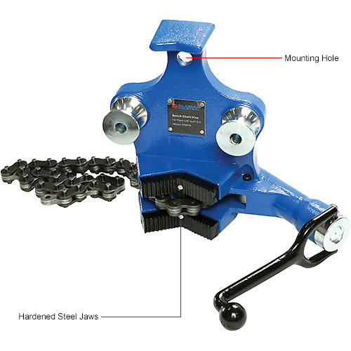 Global Industrial™ Bench Chain Vise, 1/2" - 6" Pipe Capacity