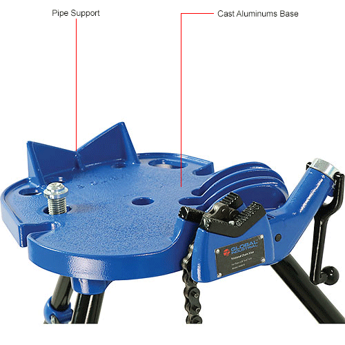 Global Industrial™ Tri-Stand Chain Vise, 1/2" - 6" Pipe Capacity