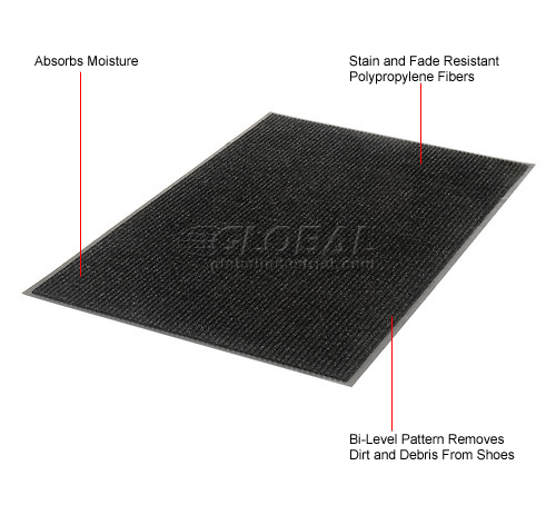 Apache Mills Brush & Clean™ Entrance Mat 3/8" Thick 3' x 4' Charcoal