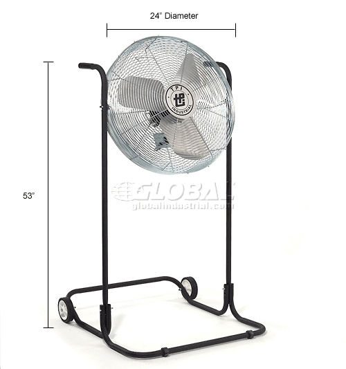 TPI 24" Industrial High Stand Fan, 2,100 CFM, 1/8 HP