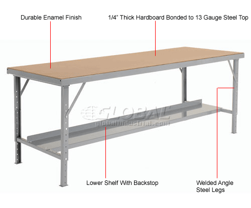 Global Industrial™ Heavy Duty Workbench w/ Hardboard Square Edge Top ...