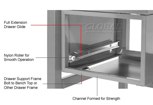 Global Industrial™ Steel Drawer, 17-1/4"W x 20"D x 12"H, Gray