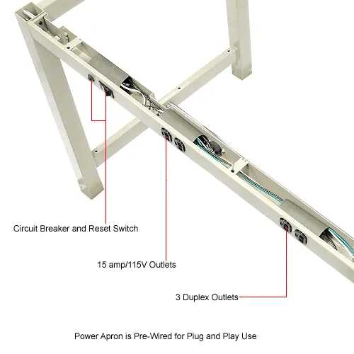 Global Industrial™ 72 x 36 Adjustable Height Workbench - Power Apron ...