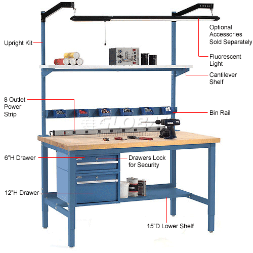 Work Bench Systems | Adjustable Height | Global Industrial™ 72 x 30 ...