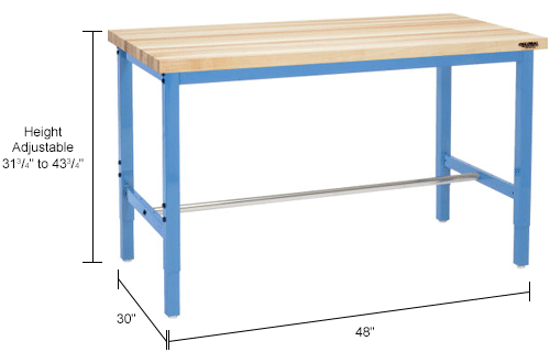 Global Industrial™ 48 x 30 Adjustable Height Workbench Square Tube Leg ...