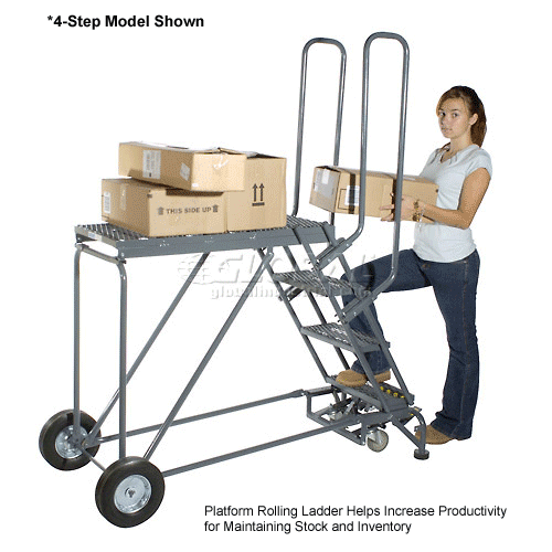 7 Step Steel Climbing Stock Picking Ladder, 600 lb. Capacity - RLS7