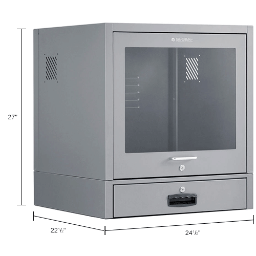 Global Industrial™ Counter Top CRT Security Computer Cabinet, Dark Gray ...