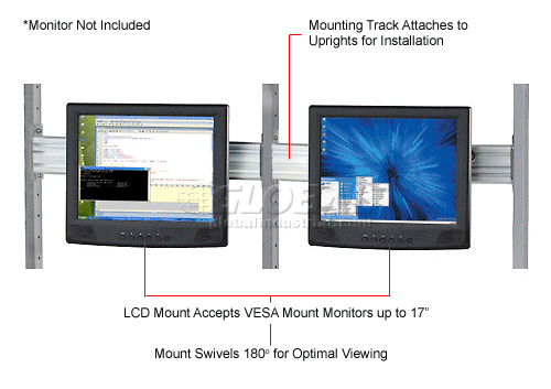 Global Industrial™ Flat Panel Monitor Track For 48" LAN Station