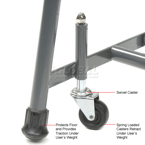 Grip 16"W 2 Step Steel Rolling Ladder 10"D Top Step - 218G