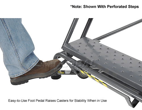 Grip 24"W 7 Step Steel Rolling Ladder 14"D Top Step- Lock Type B ...