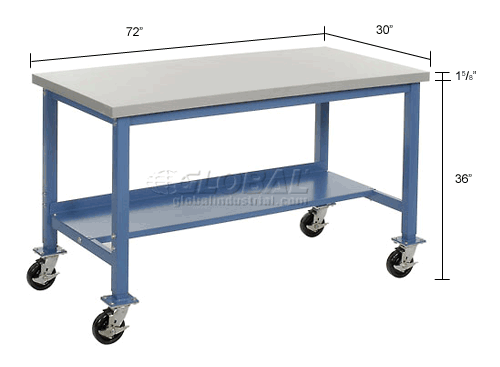 Global Industrial™ Mobile Packing Workbench, Laminate Safety Edge, 72"W ...