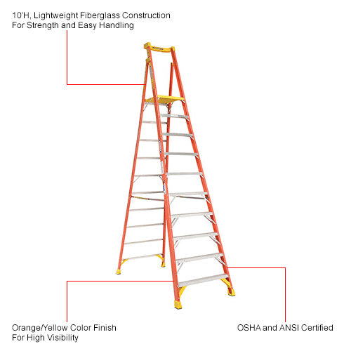 Werner 10' Type 1A Fiberglass Podium Ladder - PD6210