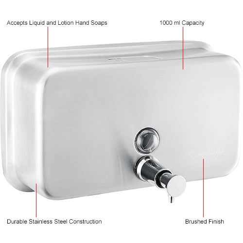Global Industrial™ Stainless Steel Horizontal Liquid Soap Dispenser ...