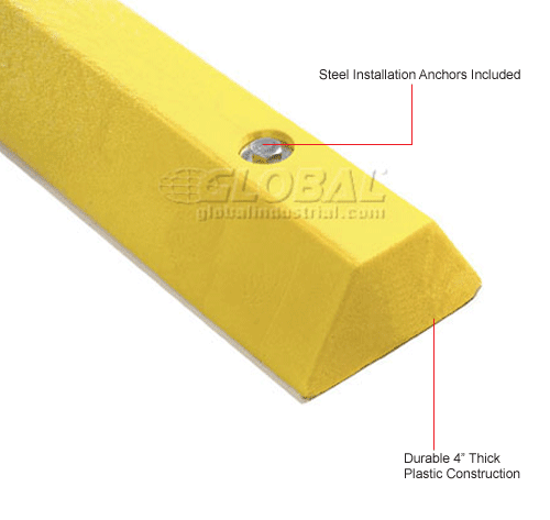 Yellow Parking Curb with Hardware 72"L x 4"H x 6"W