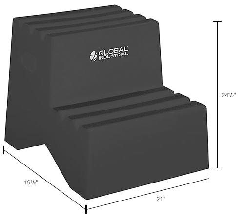 Global Industrial™ 2 Step Plastic Step Stand, 21"W x 19-1/2"L x 24-1/2 ...