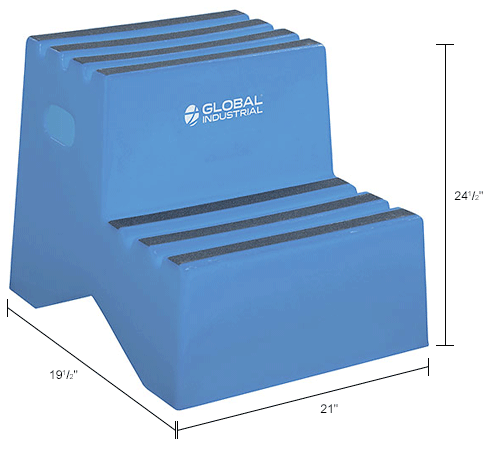 Global Industrial™ 2 Step Plastic Step Stand, 21"W x 19-1/2"L x 24-1/2 ...