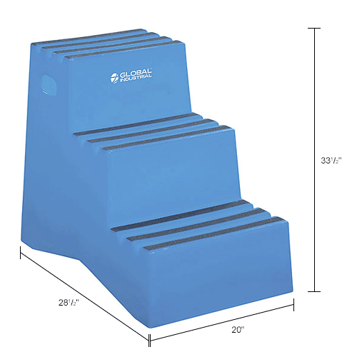 Global Industrial™ 3 Step Plastic Step Stand, 20"W x 28-1/2"L x 33-1/2 ...