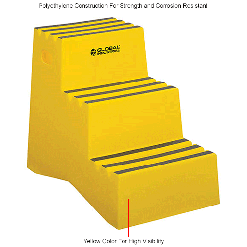 Global Industrial™ 3 Step Plastic Step Stand, 20"W x 28-1/2"D x 33-1/2 ...