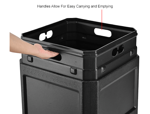 Global Industrial™ Square Plastic Waste Receptacle With Flat Lid, 42 ...