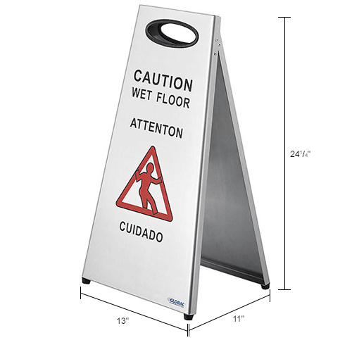 Global Industrial™ Stainless Steel Floor Sign 2 Sided Multi-Lingual ...