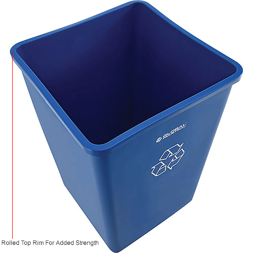 Global Industrial™ Square Recycling Trash Can, 35 Gallon, Blue