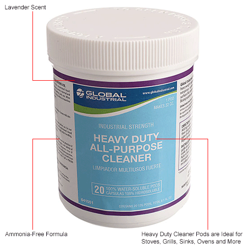 Global Industrial™ Heavy Duty All-Purpose Cleaner, 20 Pods/Jar, 12 Jars ...