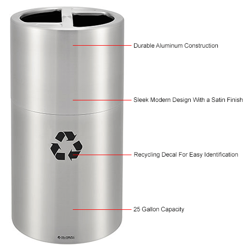 Global Industrial™ Round Multi-Stream Recycling Can, 25 Gallon Total ...