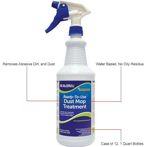 Global Industrial™ Dust Mop Treatment, RTU, 1 Quart Bottle, 12/Case
